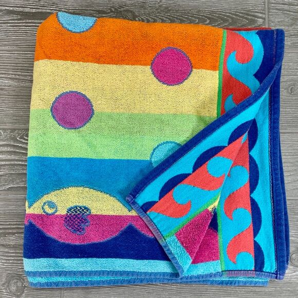 TerriSol | Bath | Vintage Terrisol Beach Towel Bright Colorful Fish 0 ...
